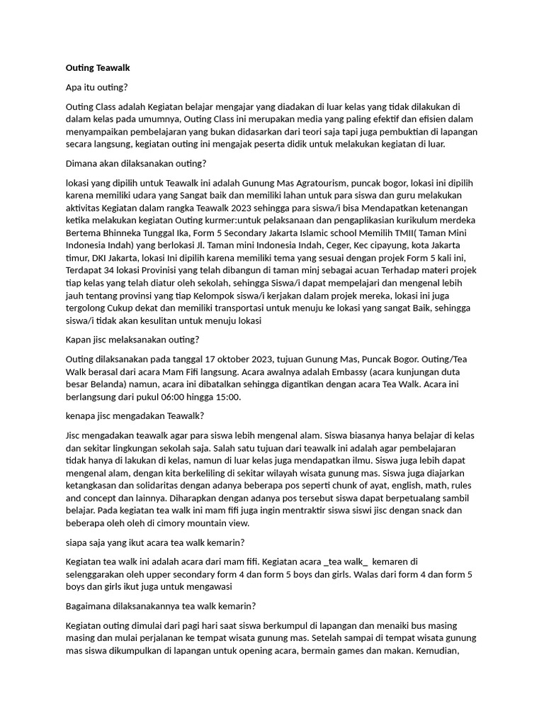 Kegiatan Outing | PDF