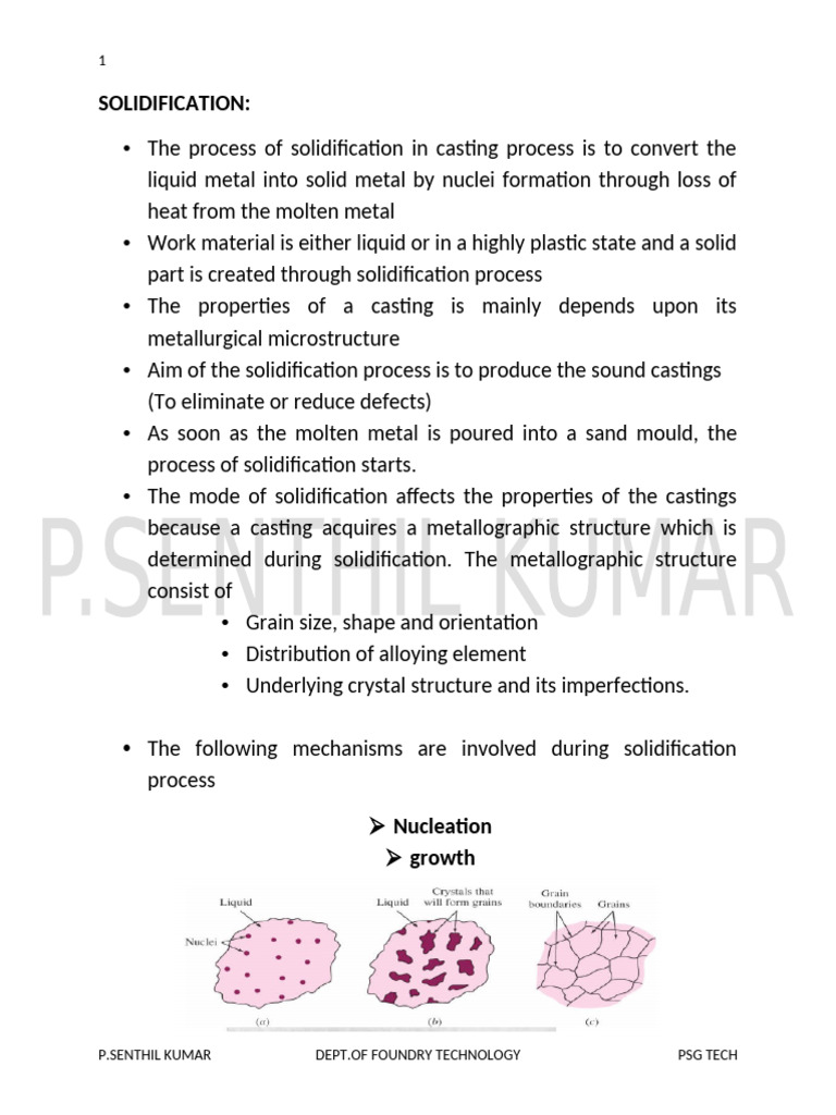 Solidification Process in Metal Casting | PDF | Freezing | Foundry