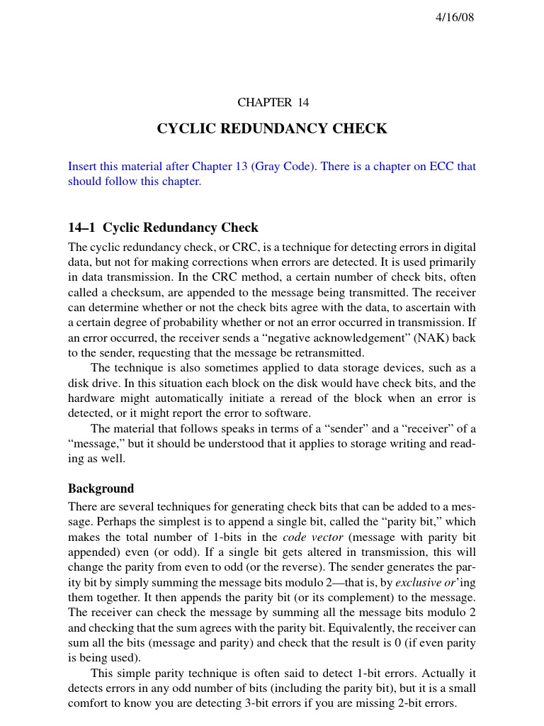 Cyclic Redundancy Checks | PDF | Error Detection And Correction | Discrete Mathematics