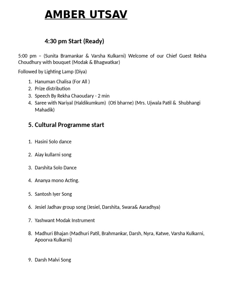 Amber Utsav Schedule 26th Jan | PDF