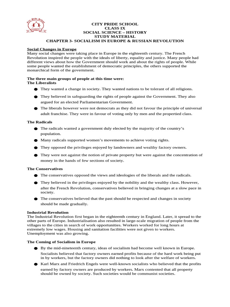 Final Study Material - Russian Revolution & Soviet Union | PDF ...