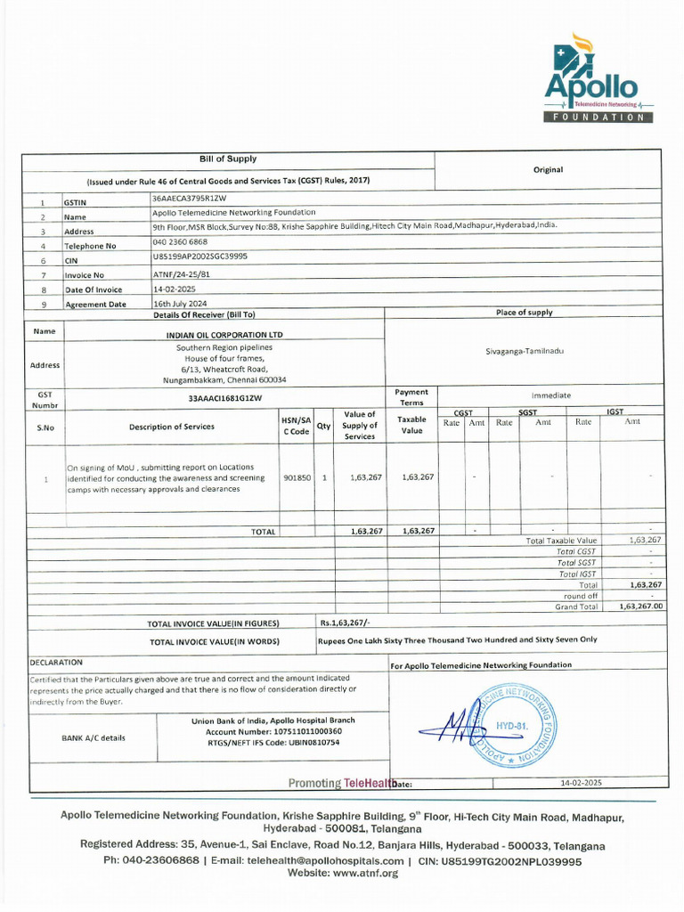 IOCL - SRPL Sivaganga - Invoice - 1 | PDF
