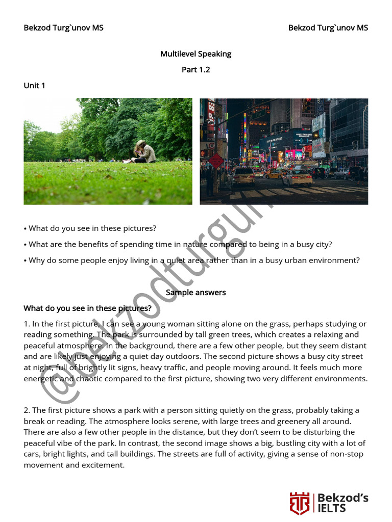 Multilevel Speaking Part 1.2 - Unit 1 | PDF | Psychology