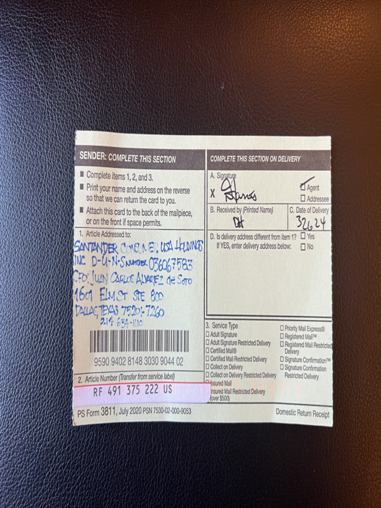 A4V AFF Debt Validation SANTANDER | PDF