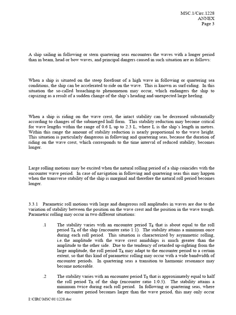 Synchornous and Parametric Rolling | PDF | Ships | Waves