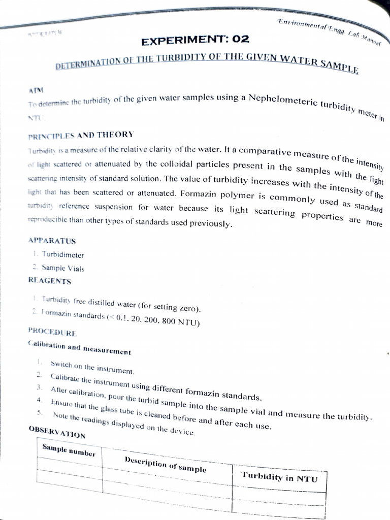 Measuring Water Turbidity with Nephelometry | PDF | Materials Science ...