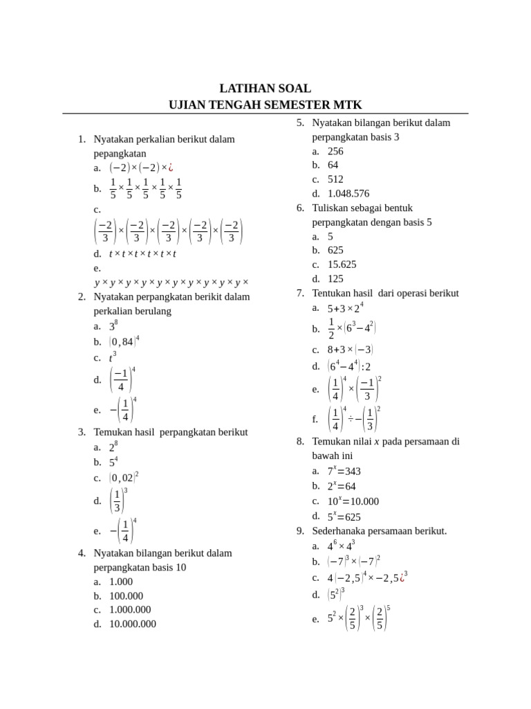 LATIHAN SOAL MTK | PDF