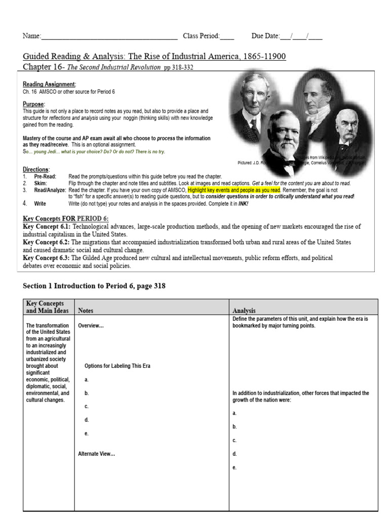 Industrial America: Guided Reading & Analysis | PDF | Capitalism | John ...