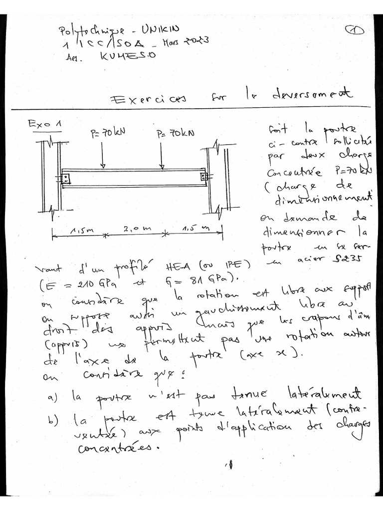 Exercice sur le déversement | PDF
