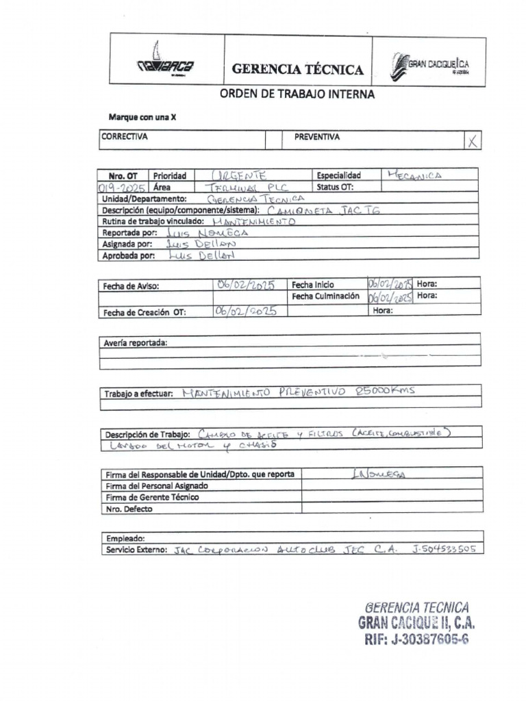 Factura Servicio Camioneta Jac | PDF