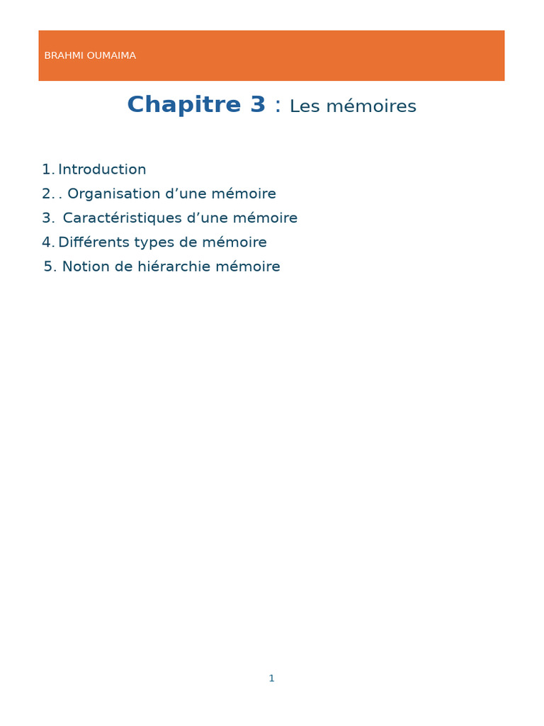 Types et caractéristiques des mémoires | PDF | Mémoire vive | Mémoire ...