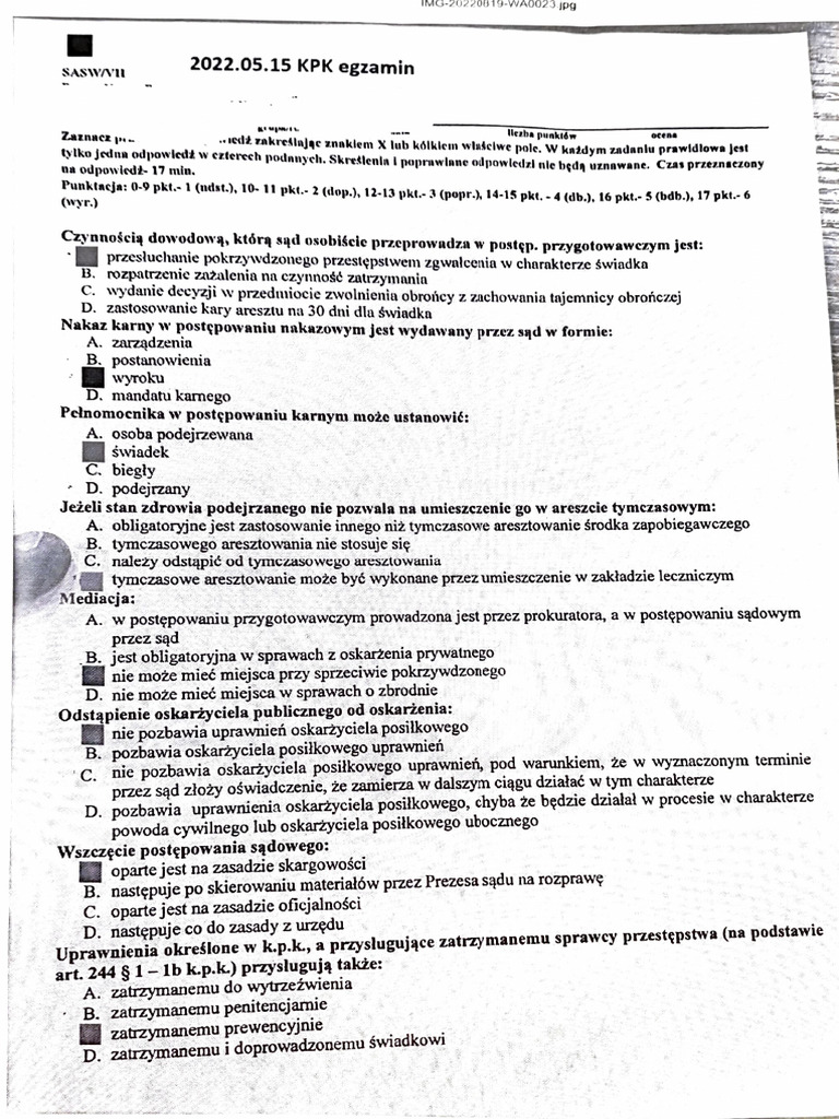 Poprawiony Test KPK 08.2022 R. | PDF
