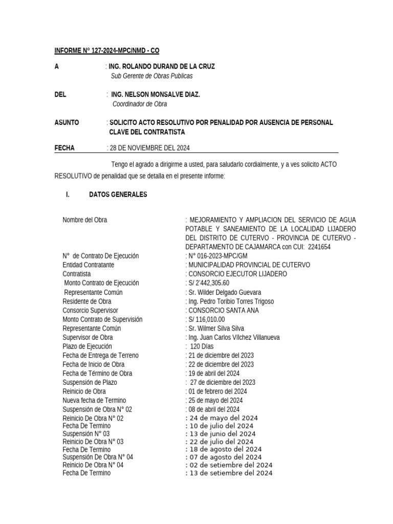 Informe #127 Penalida Lijadero | PDF