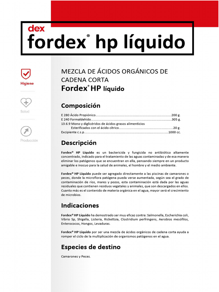 AC FORDEX HP LÍQ - Cadena Corta 2022 PDF | PDF | Agua