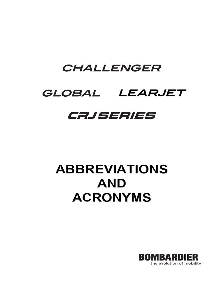 Bombardier Training Manual Abbreviations | PDF | Business | Technology ...