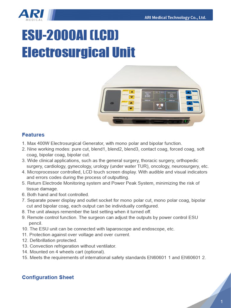 Electrosurgical Unit Catalogue | PDF | Clinical Medicine | Medical Procedures