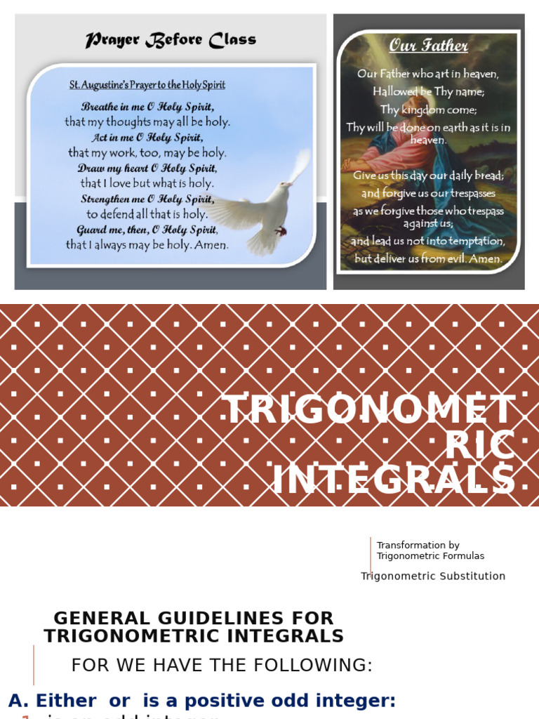 Enical14e Lecture 7 Trigonometric Integrals (1) 1 | PDF | Trigonometric ...