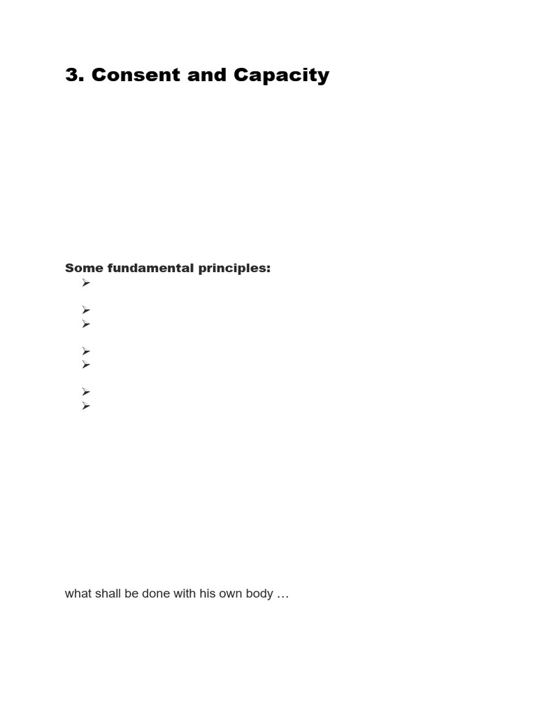 Consent and Capacity Notes | PDF | Informed Consent