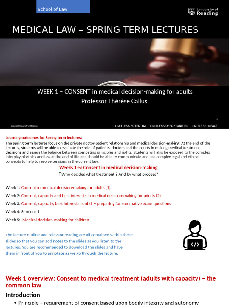 Week 1 Medical Lectures Consent Slides 2023-24 | PDF | Informed Consent | Autonomy