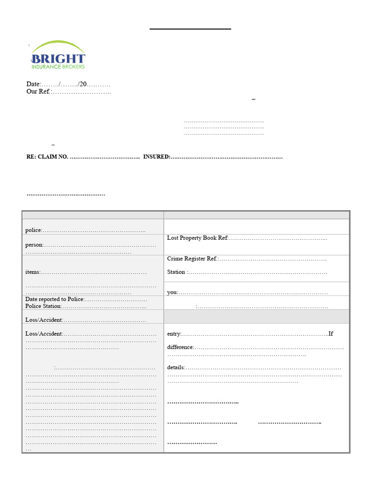 BRIGHT Insurance Brokers Police Report (Property) | PDF | Misconduct ...