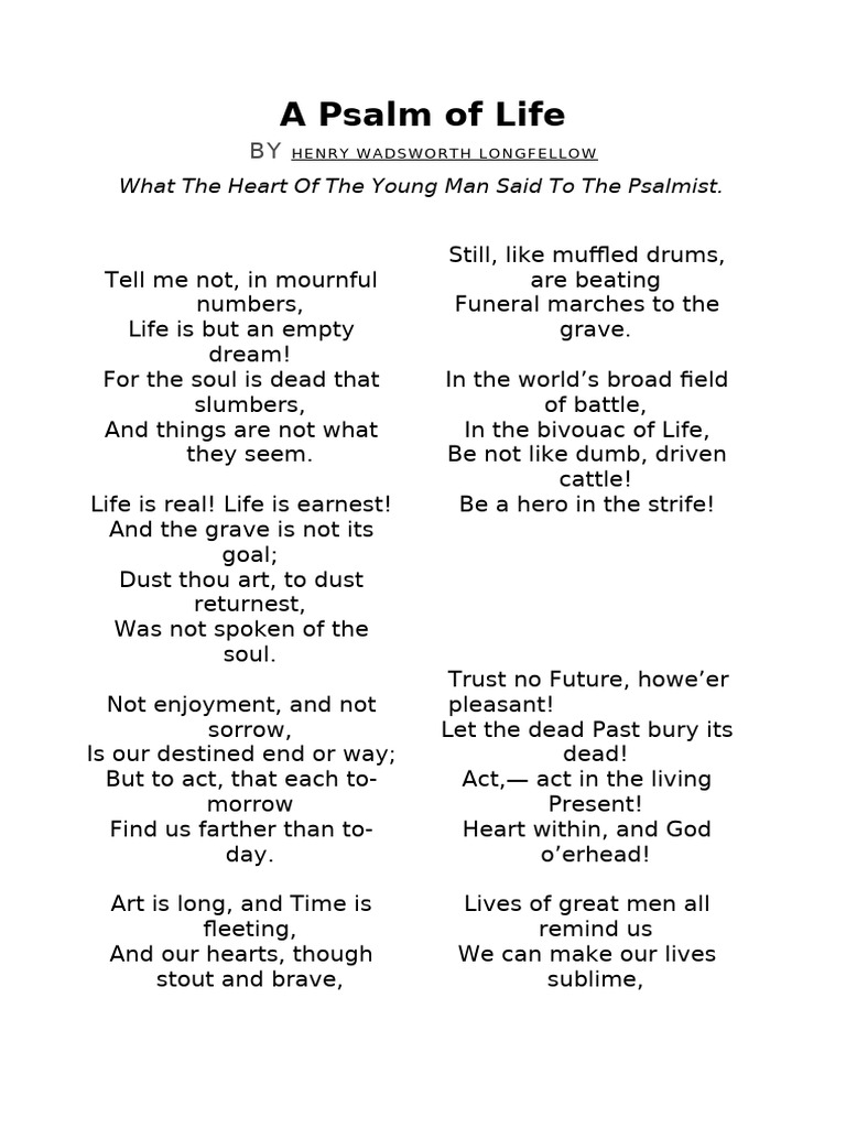 A Psalm of Life: Embrace Action and Purpose | PDF