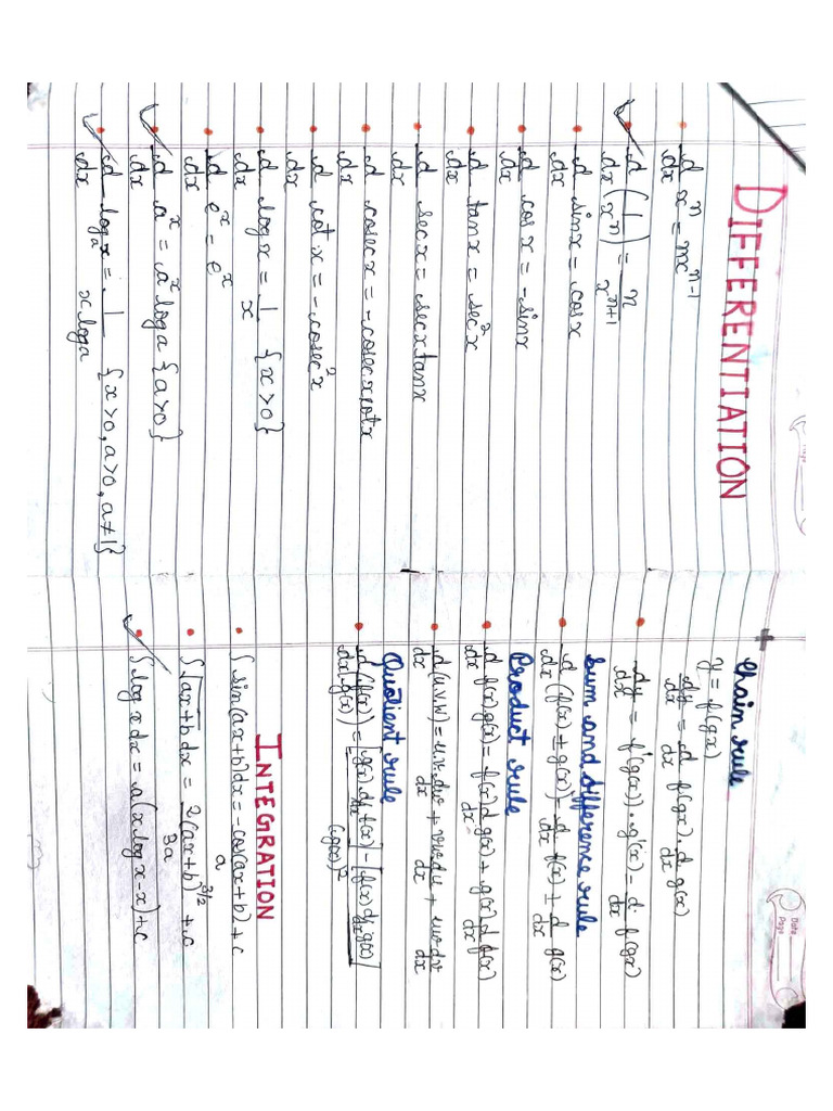 Formulas - Differ & Integ | PDF