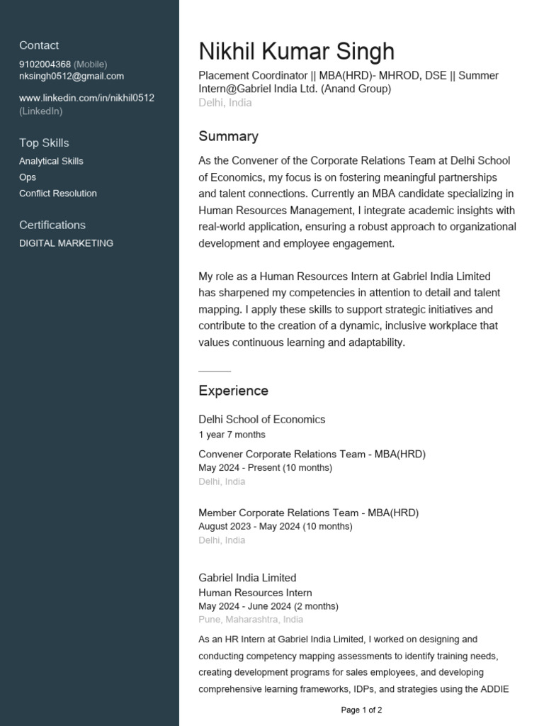 Profile | PDF | Human Resources | Human Resource Management