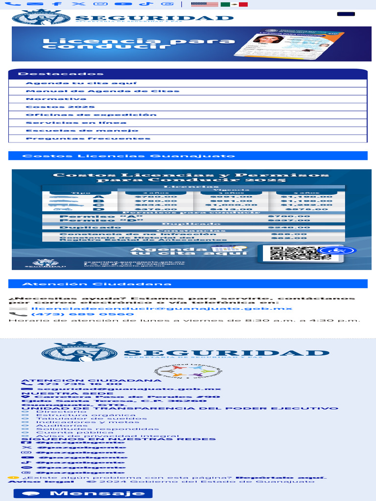 Costos Licencias - Secretaría de Seguridad y Paz Del Estado de Guanajuato | PDF