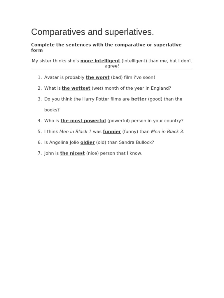 Understanding Comparatives and Superlatives | PDF