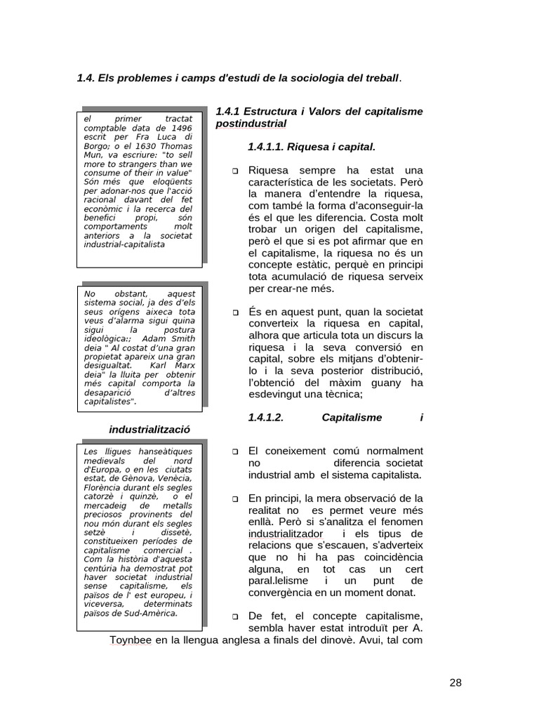 1.4. Els Problemes I Camps D Estudi de La Sociologia Del Treball 28-36 ...