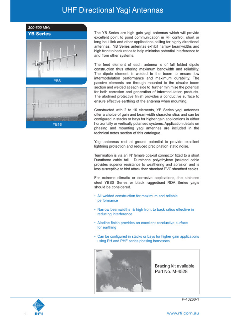 YB6-61 UHF Yagi Antenna Specifications | PDF | Antenna (Radio ...