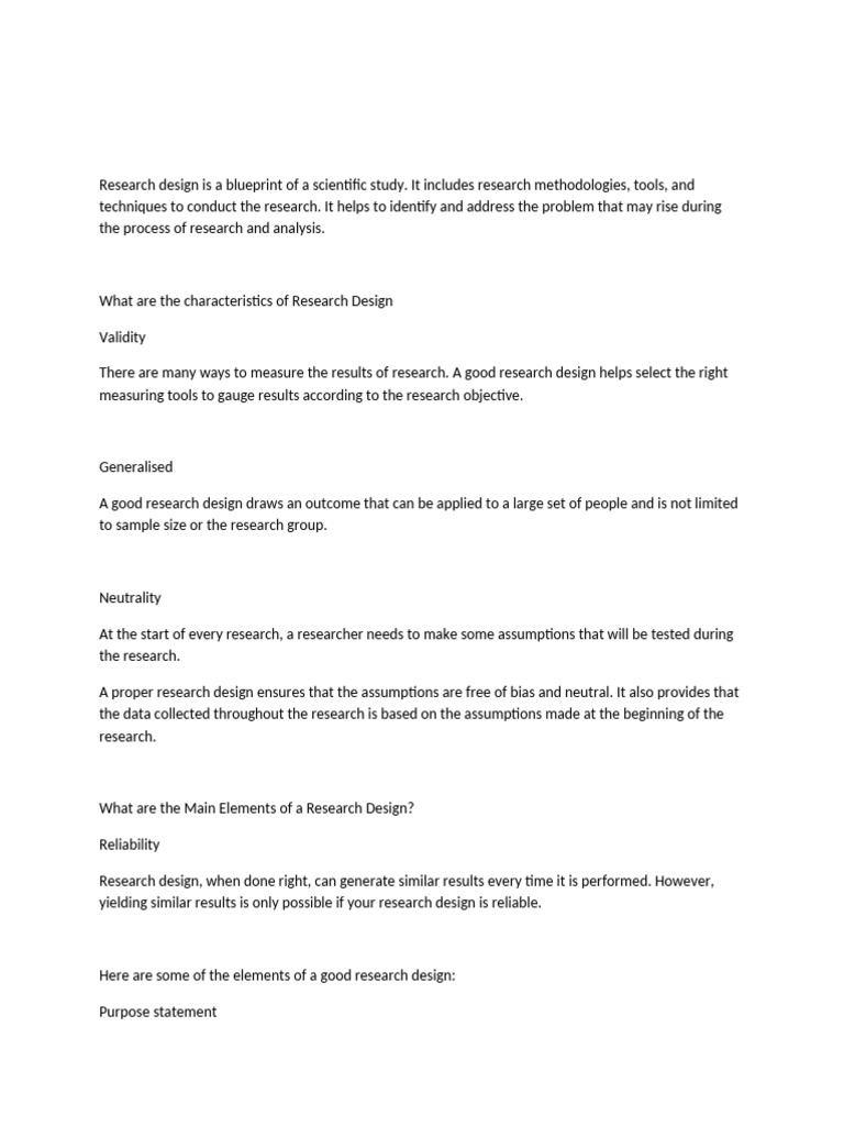 Characteristics of Research Design | PDF