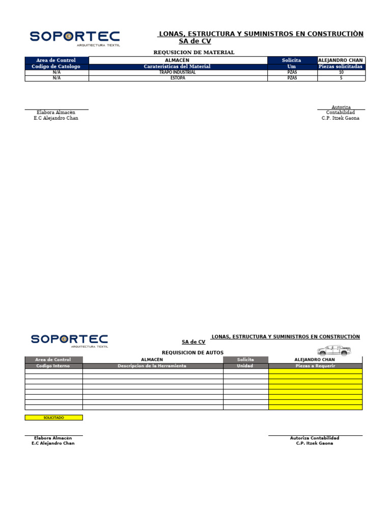 Requisición de Material y Autos | PDF