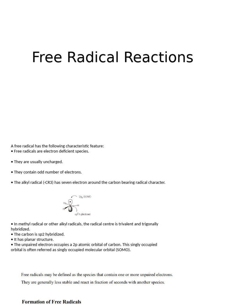 CHE534 Free Radical Reactions (1) | PDF | Radical (Chemistry ...