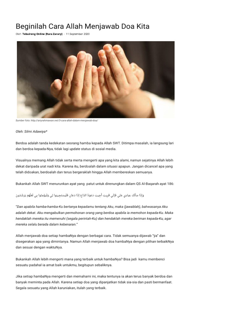 Beginilah Cara Allah Menjawab Doa Kita _ Tebuireng Online | PDF