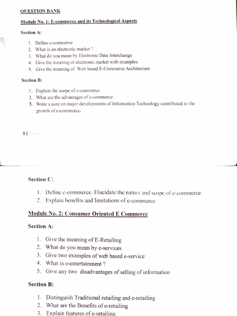 Ecommerce Model Question Paper | PDF | E Commerce | Electronic Data Interchange