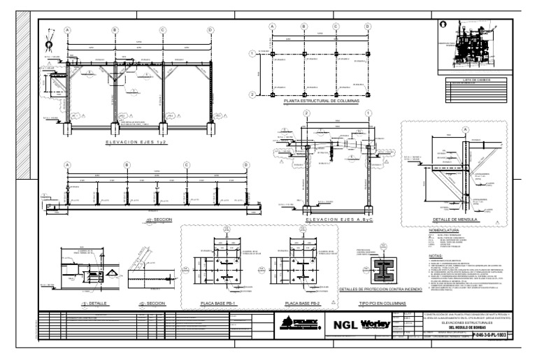 Planta Estructural de Columnas: A B D C A B D C | PDF