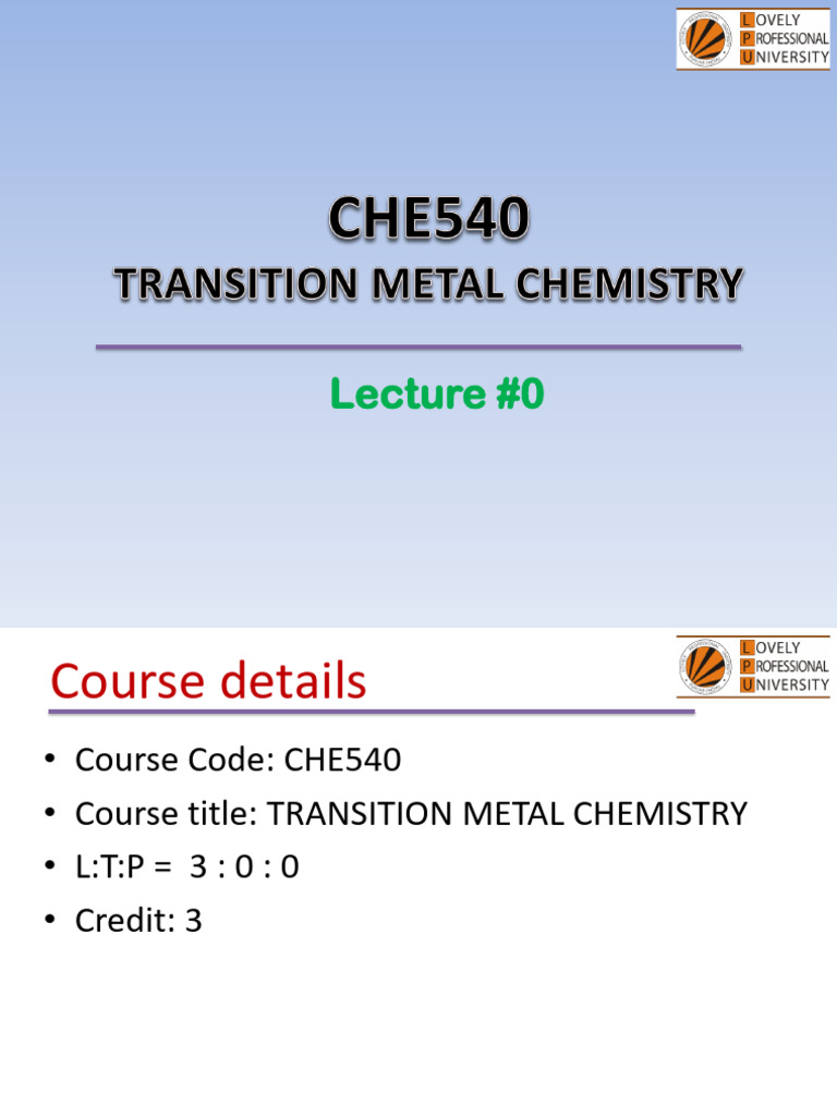 A987059828 - 19394 - 22 - 2024 - Lecture1-2 - 13688 - Zero Lecture CHE540 | PDF | Coordination ...