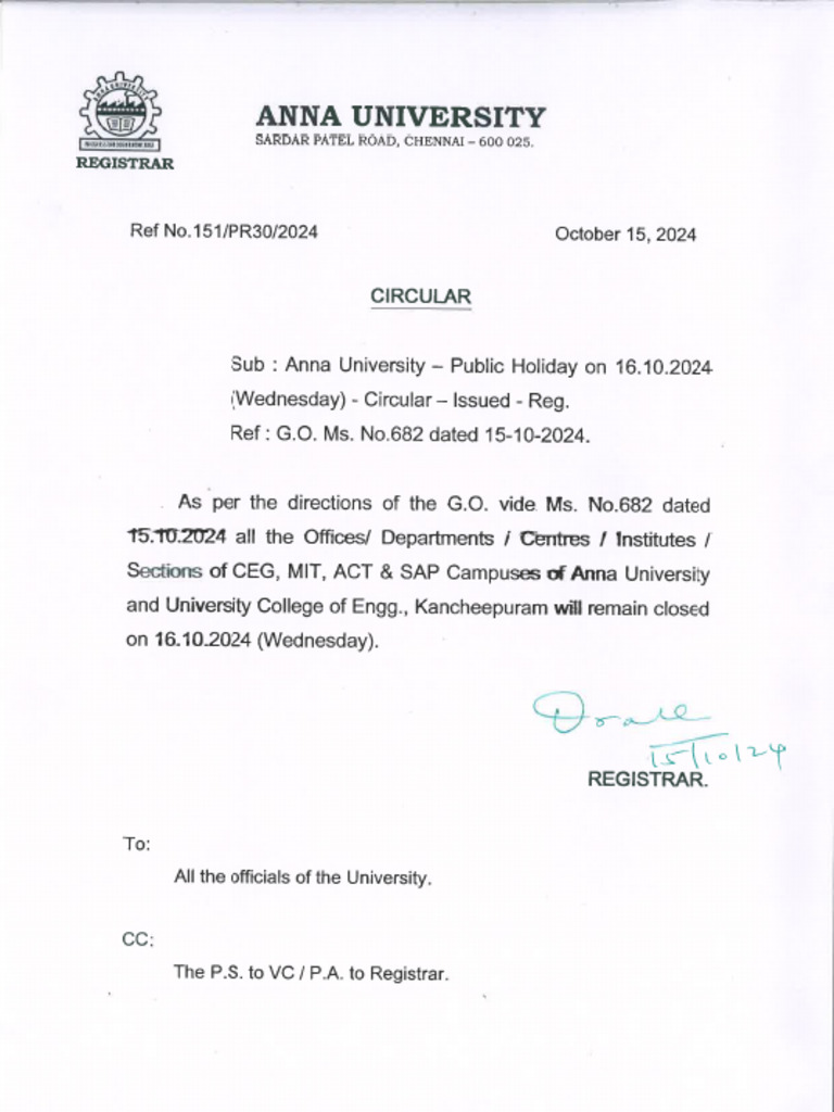 Holiday Circular | PDF