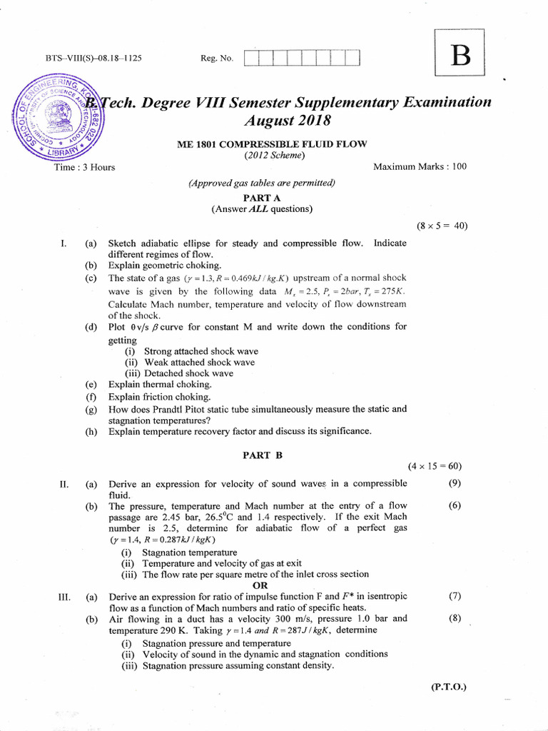 Compressible Fluid Flow 2018 Aug (2012 Ad) | PDF | Fluid Dynamics | Mach Number