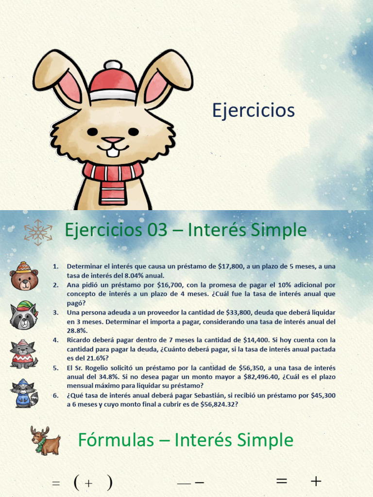 Cálculos de Interés Simple Ejercicios | PDF