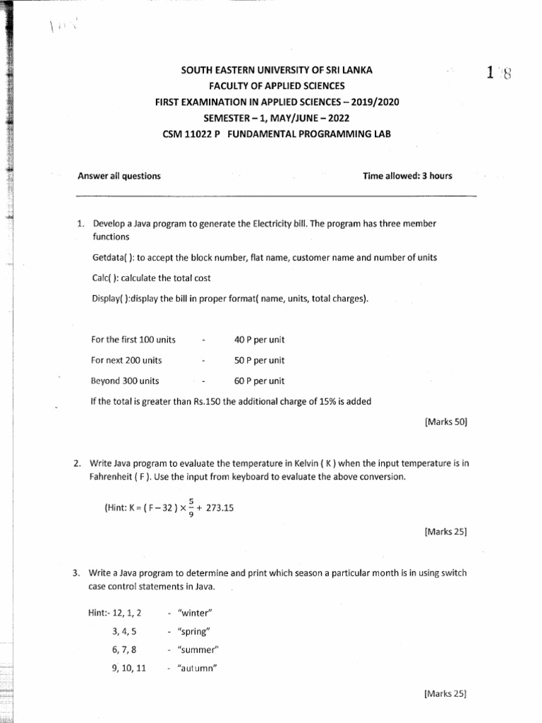 CSM 11022P Fundamental Programming Lab | PDF
