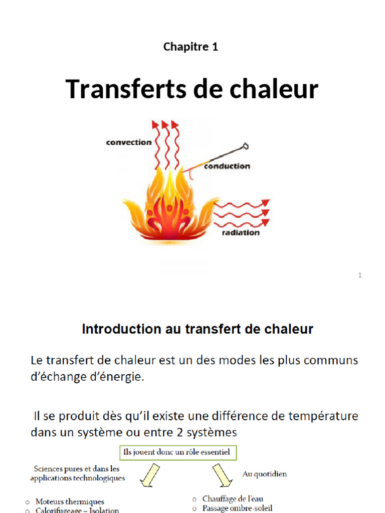 Chap 1 -Transferts de chaleur | PDF | Transfert thermique | Conduction ...