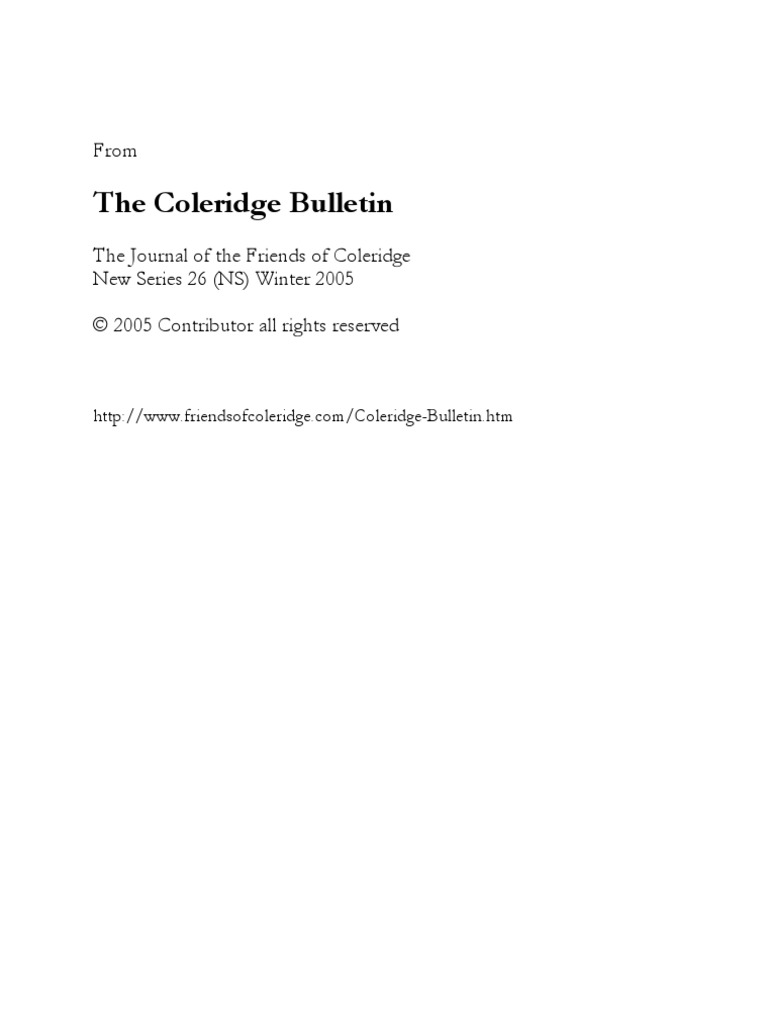 Frost at Midnight'-Some Coleridgean Intertwinings Peter Larkin | PDF ...