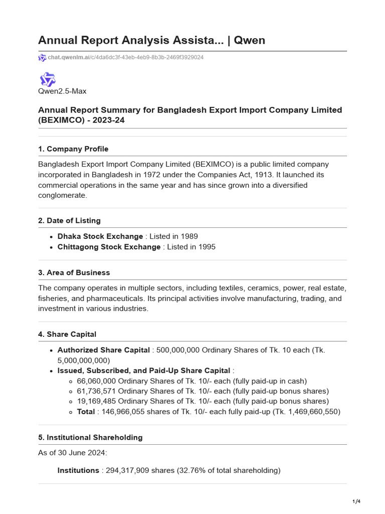 Chat - Qwenlm.ai-Annual Report Analysis Assista Qwen | PDF | Economies | Corporations