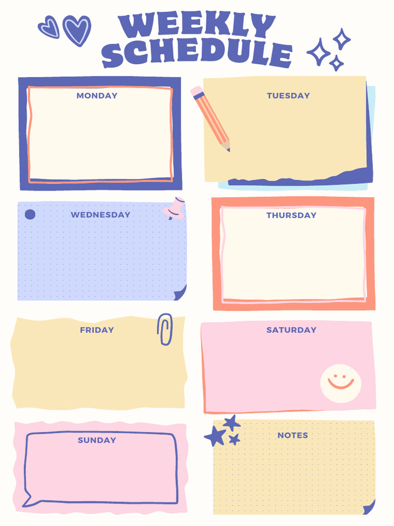 Colorful Weekly Schedule Poster | PDF