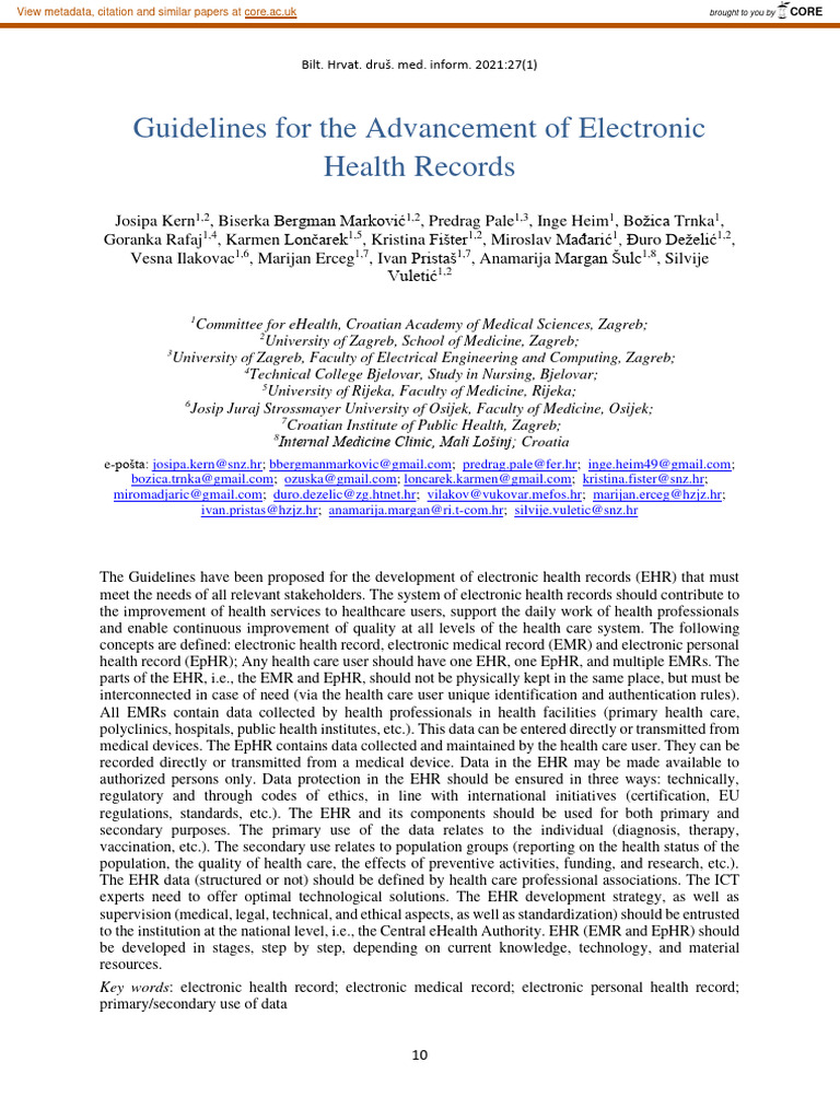 Guidelines For The Advancement of Electr | PDF | Electronic Health ...