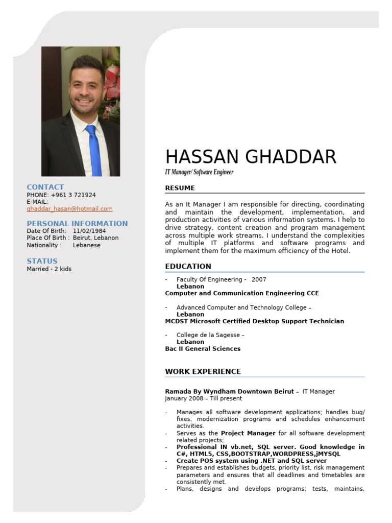 H.ghaddar Cv | PDF | Antivirus Software | Computing