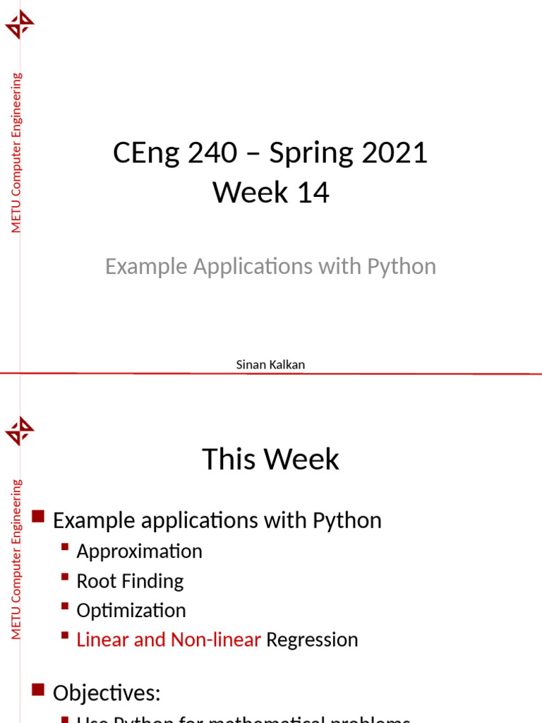 CENG240-2021 - Week14 - Applications Yazisiz | PDF | Mean Squared Error | Regression Analysis