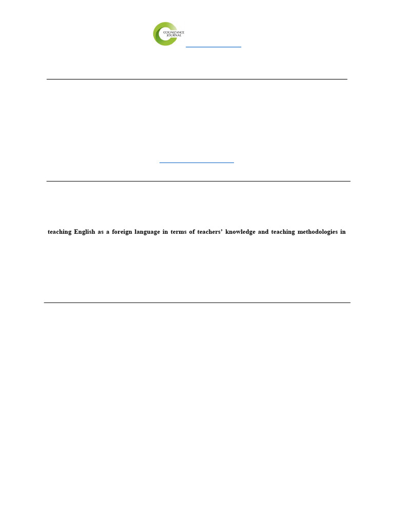 Effective Ways of Teaching English As Foreign Language: A Conceptual ...